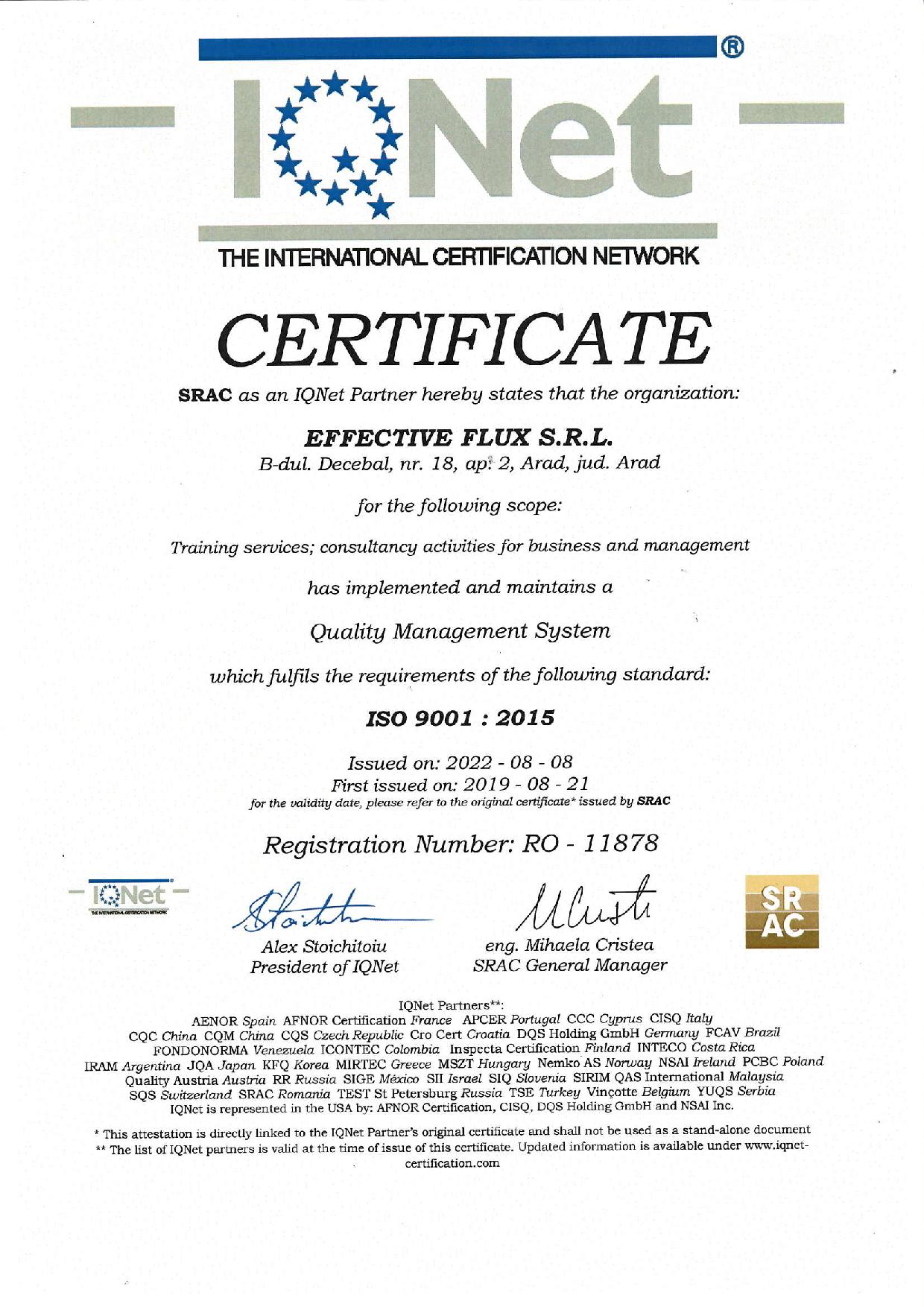 Certificare ISO 9001 :: Effective Flux